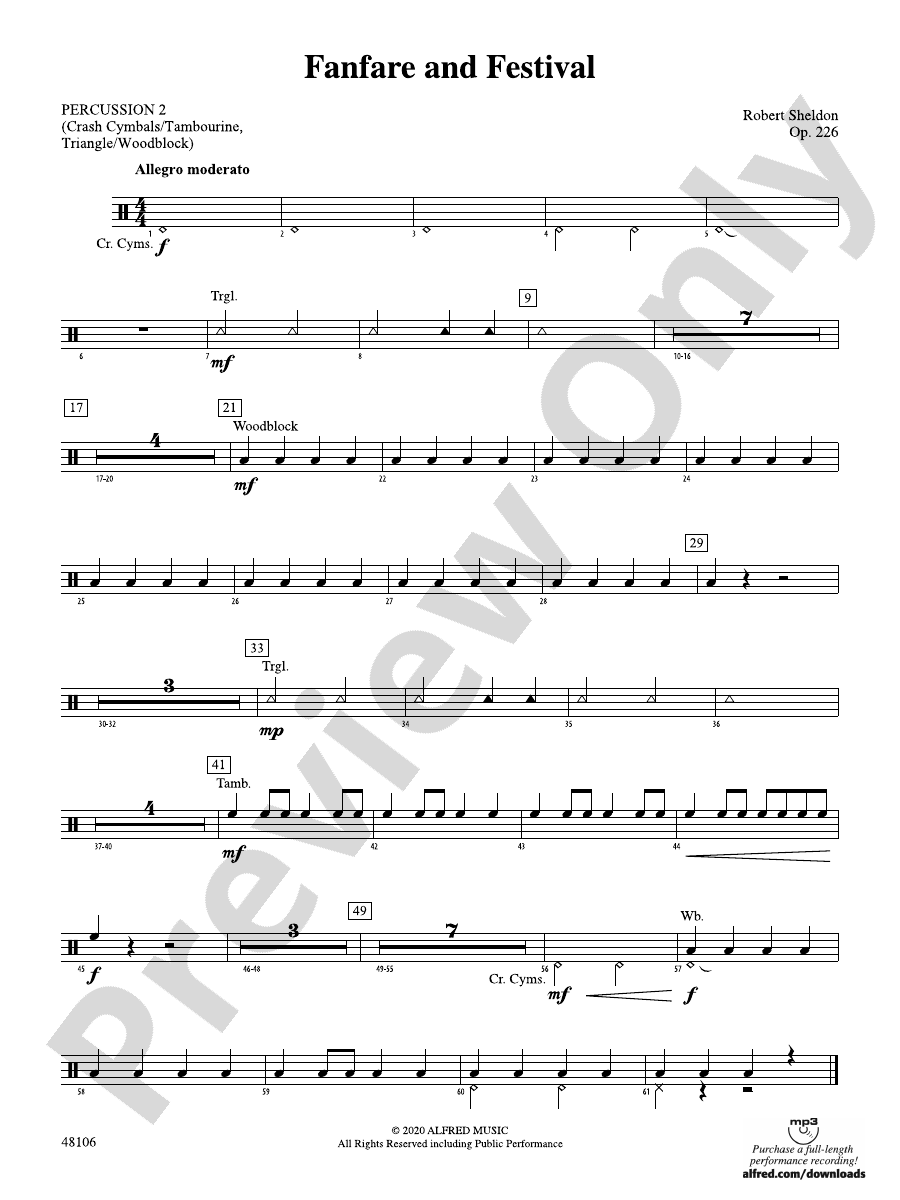 Fanfare and Festival: 2nd Percussion: 2nd Percussion Part - Digital Sheet Music Download