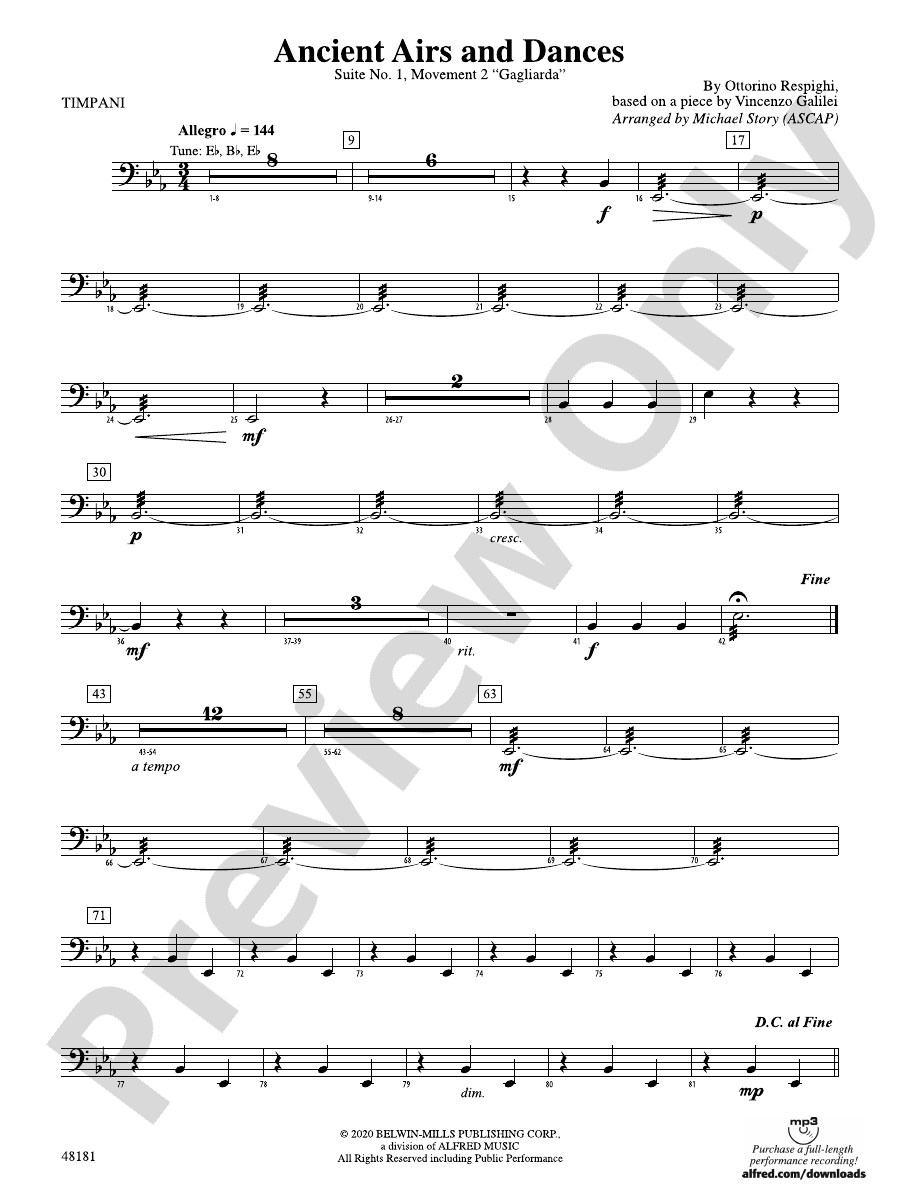 Ancient Airs And Dances Timpani Timpani Part Digital Sheet Music