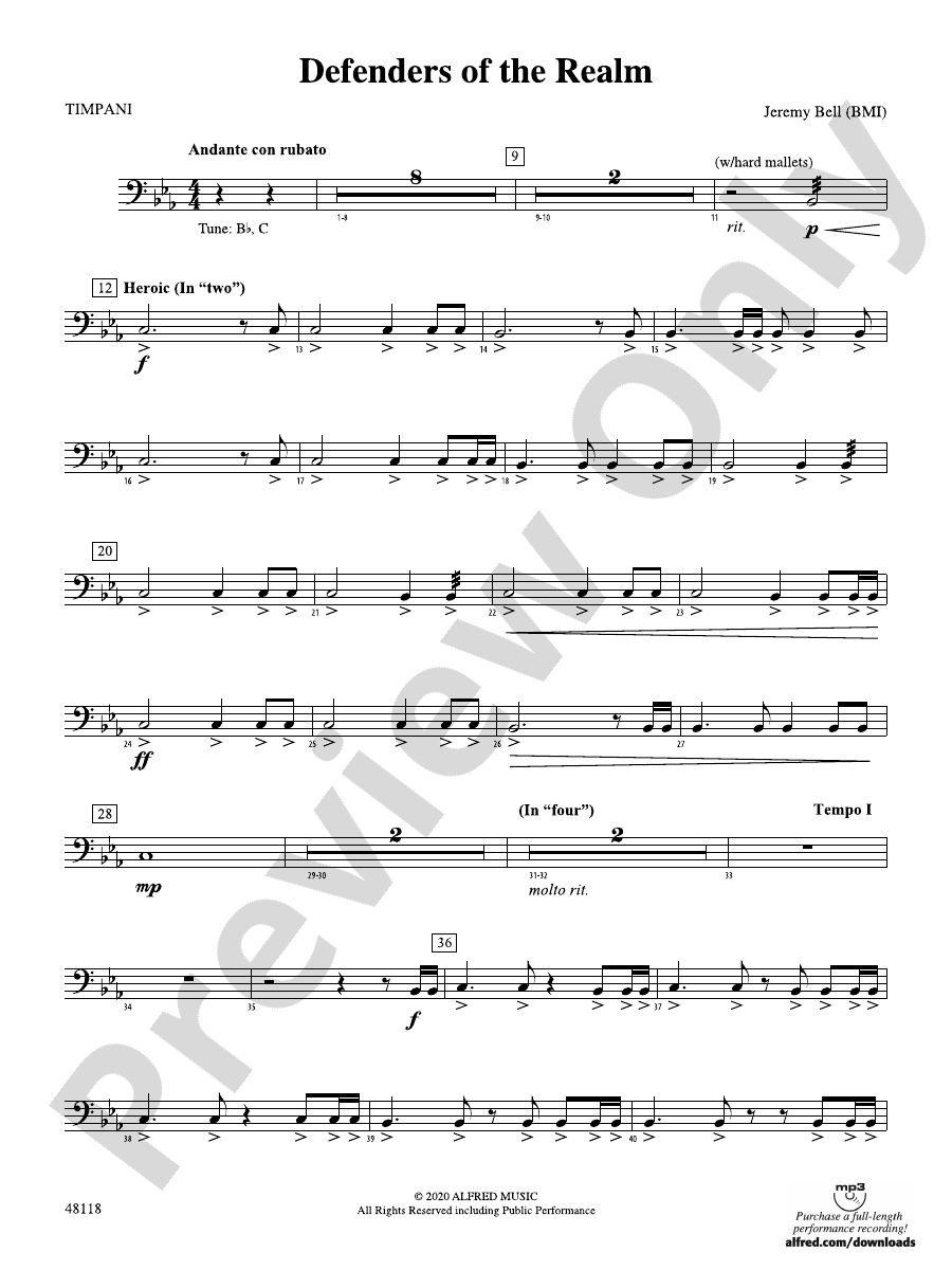 Defenders of the Realm: Timpani: Timpani Part - Digital Sheet Music ...