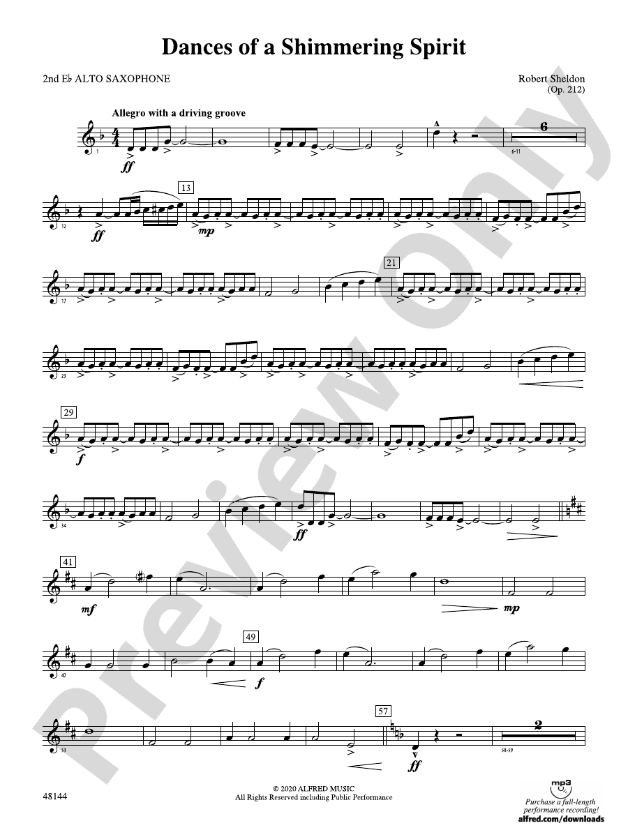 Dances Of A Shimmering Spirit 2nd E Flat Alto Saxophone 2nd E Flat