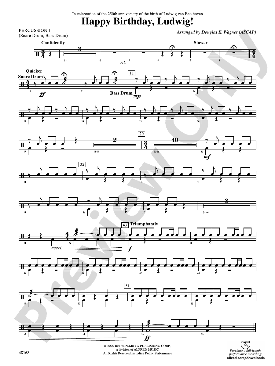 Happy Birthday, Ludwig: 1st Percussion: 1st Percussion Part - Digital ...