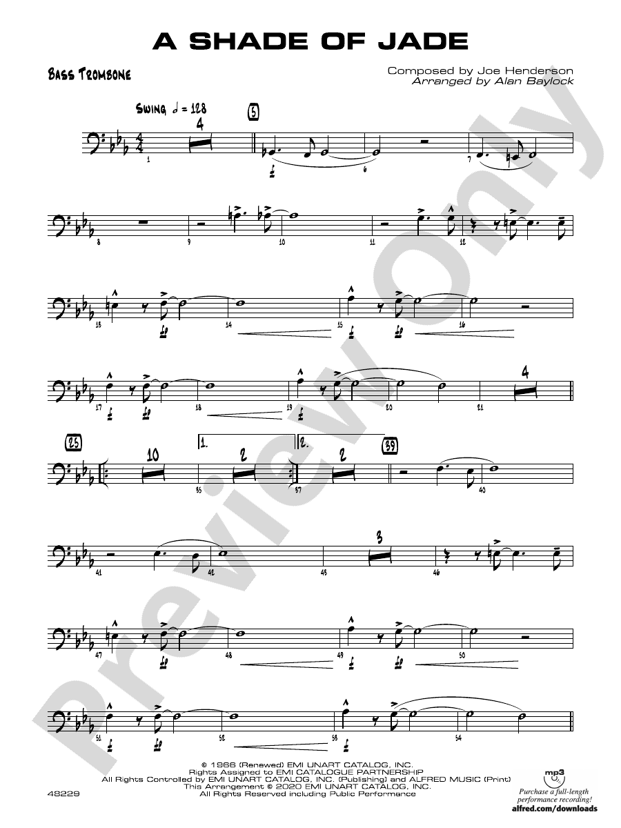 A Shade of Jade: Bass Trombone: Bass Trombone Part - Digital Sheet ...