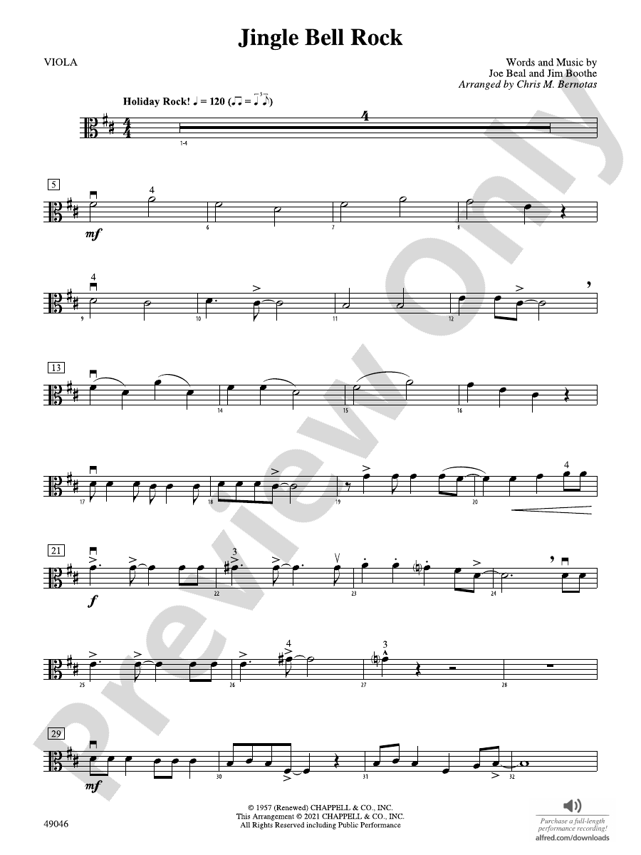 Jingle Bell Rock: Viola: Viola Part - Digital Sheet Music Download