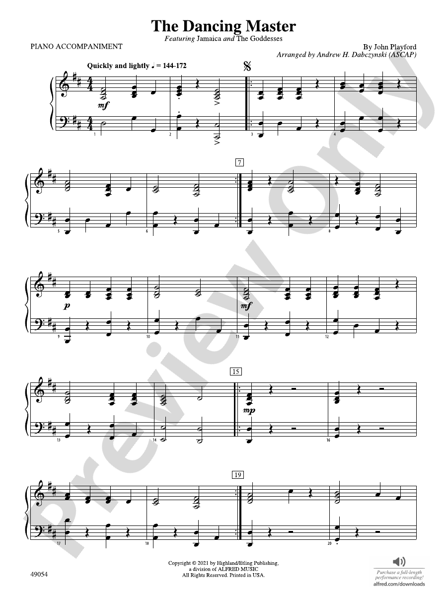 The Dancing Master: Piano Accompaniment: Piano Accompaniment Part ...