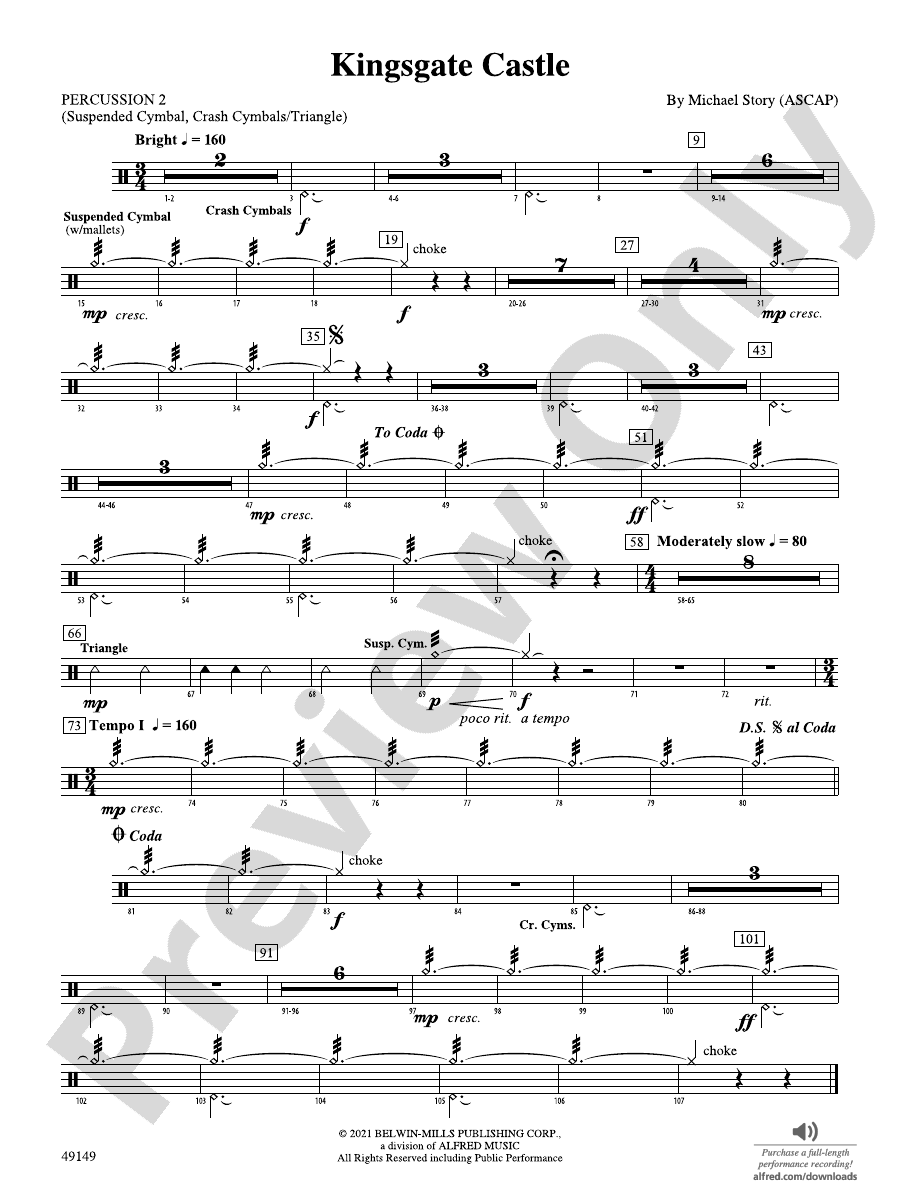 Kingsgate Castle: 2nd Percussion: 2nd Percussion Part - Digital Sheet ...