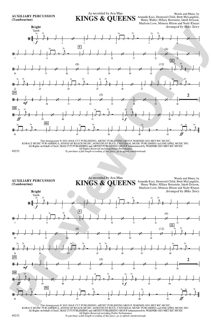 Kings & Queens: Auxiliary Percussion: Auxiliary Percussion Part ...