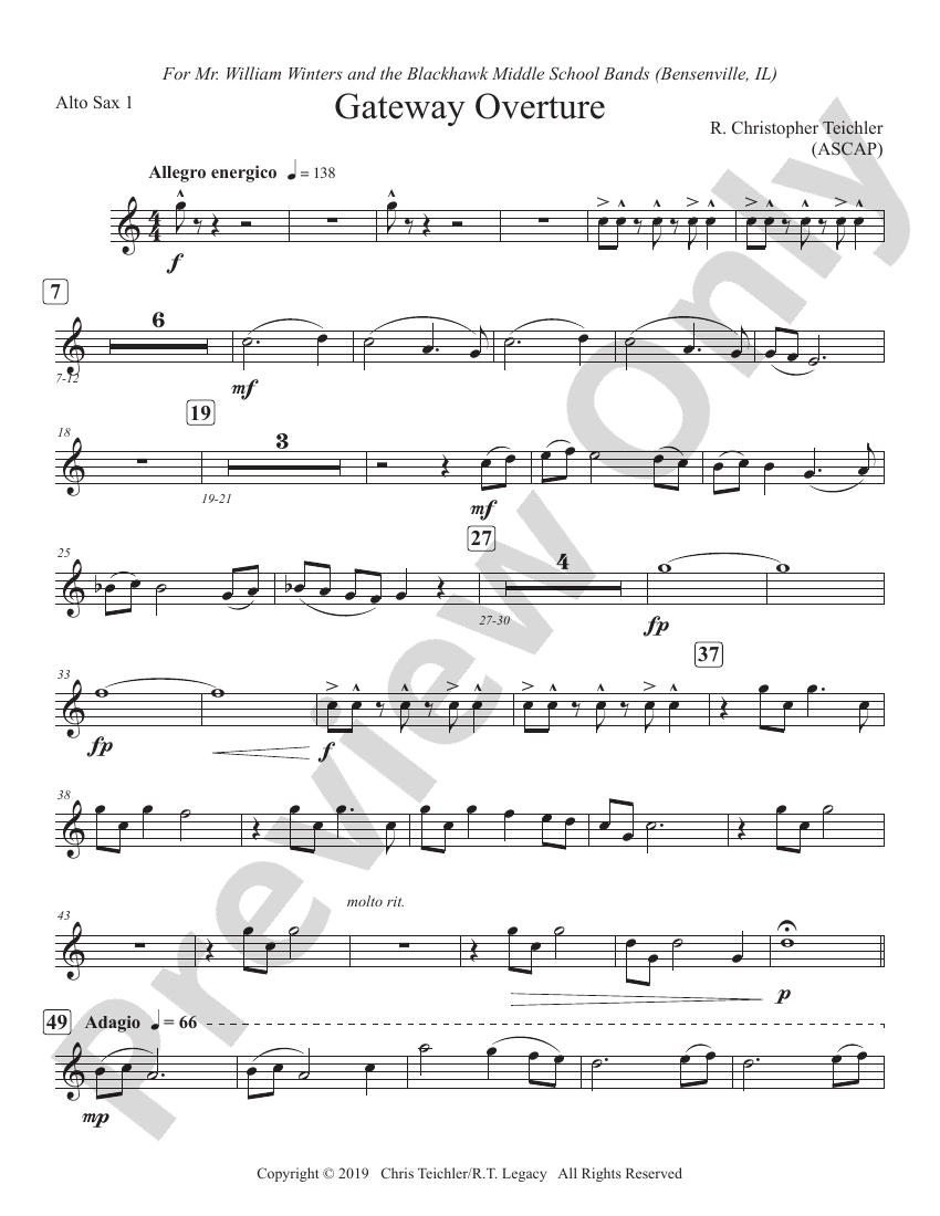 Gateway Overture: E-flat Alto Saxophone: E-flat Alto Saxophone Part - Digital Sheet Music Download