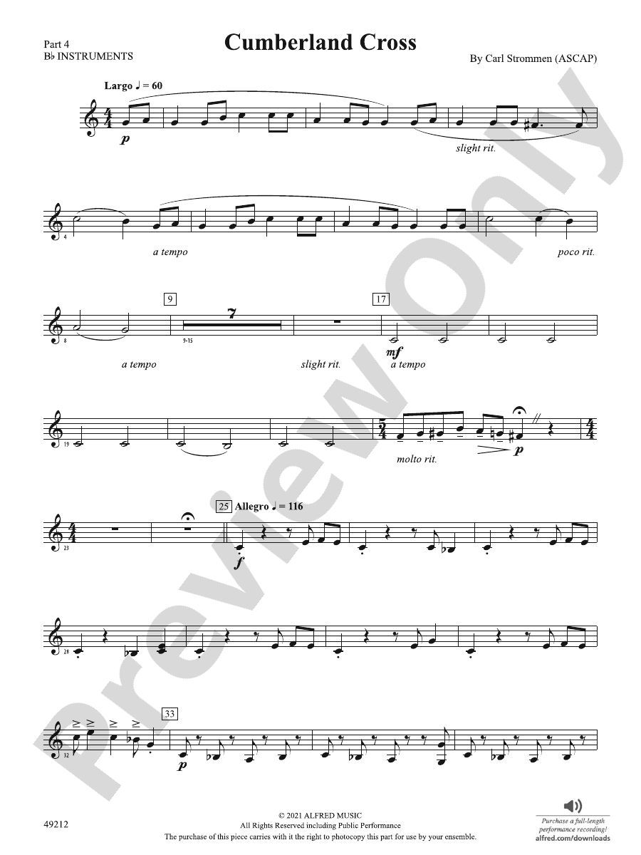 Cumberland Cross: Part 4 - B-flat Instruments: Part 4 - B-flat ...
