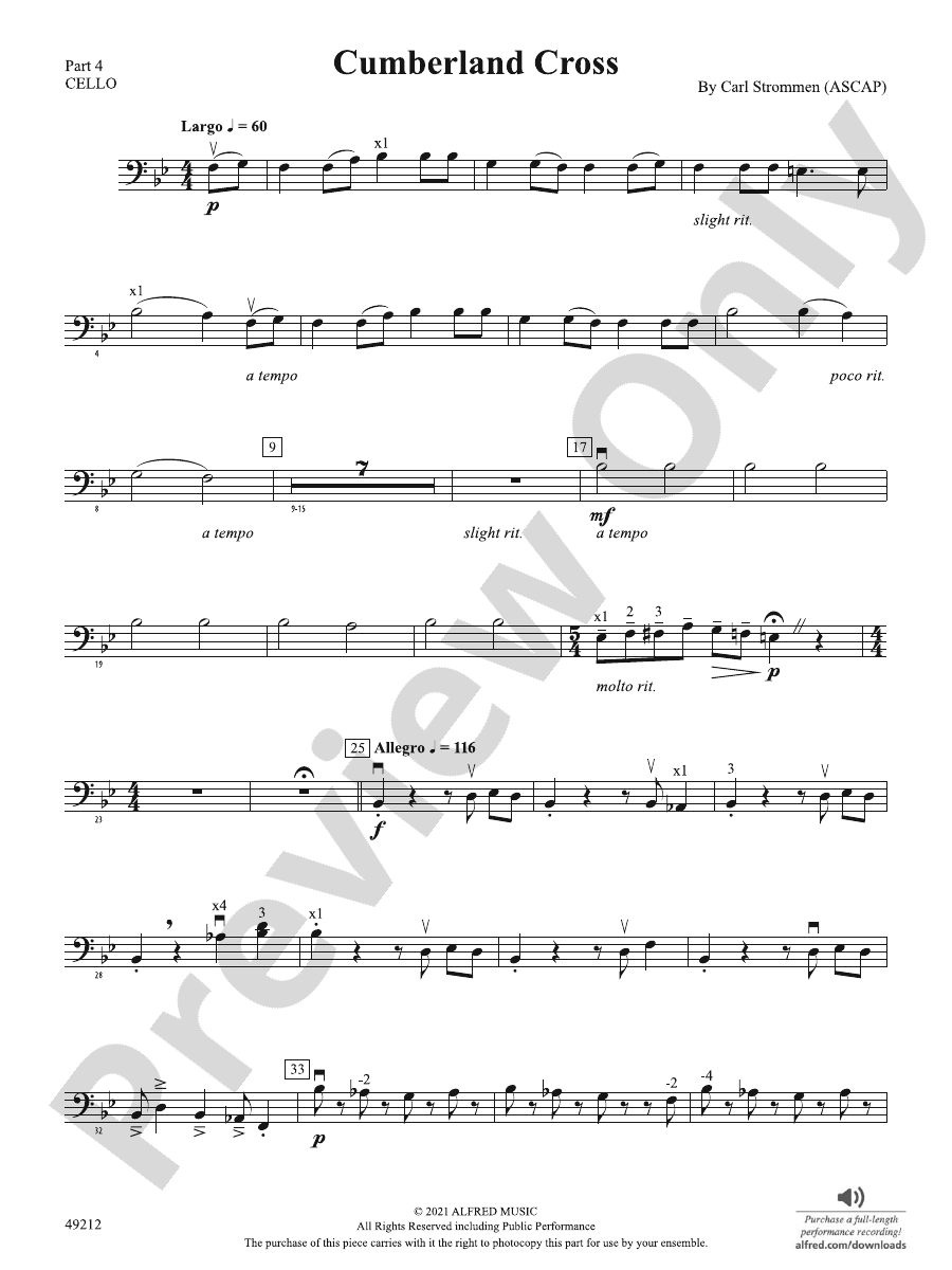 Cumberland Cross: Part 4 - Cello: Part 4 - Cello Part - Digital Sheet ...