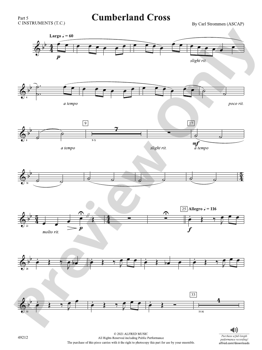 Cumberland Cross: Part 5 - C Instruments (T.C.): Part 5 - C Instruments ...