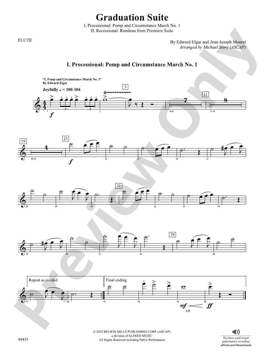 Graduation Suite: Flute: Flute Part - Digital Sheet Music Download
