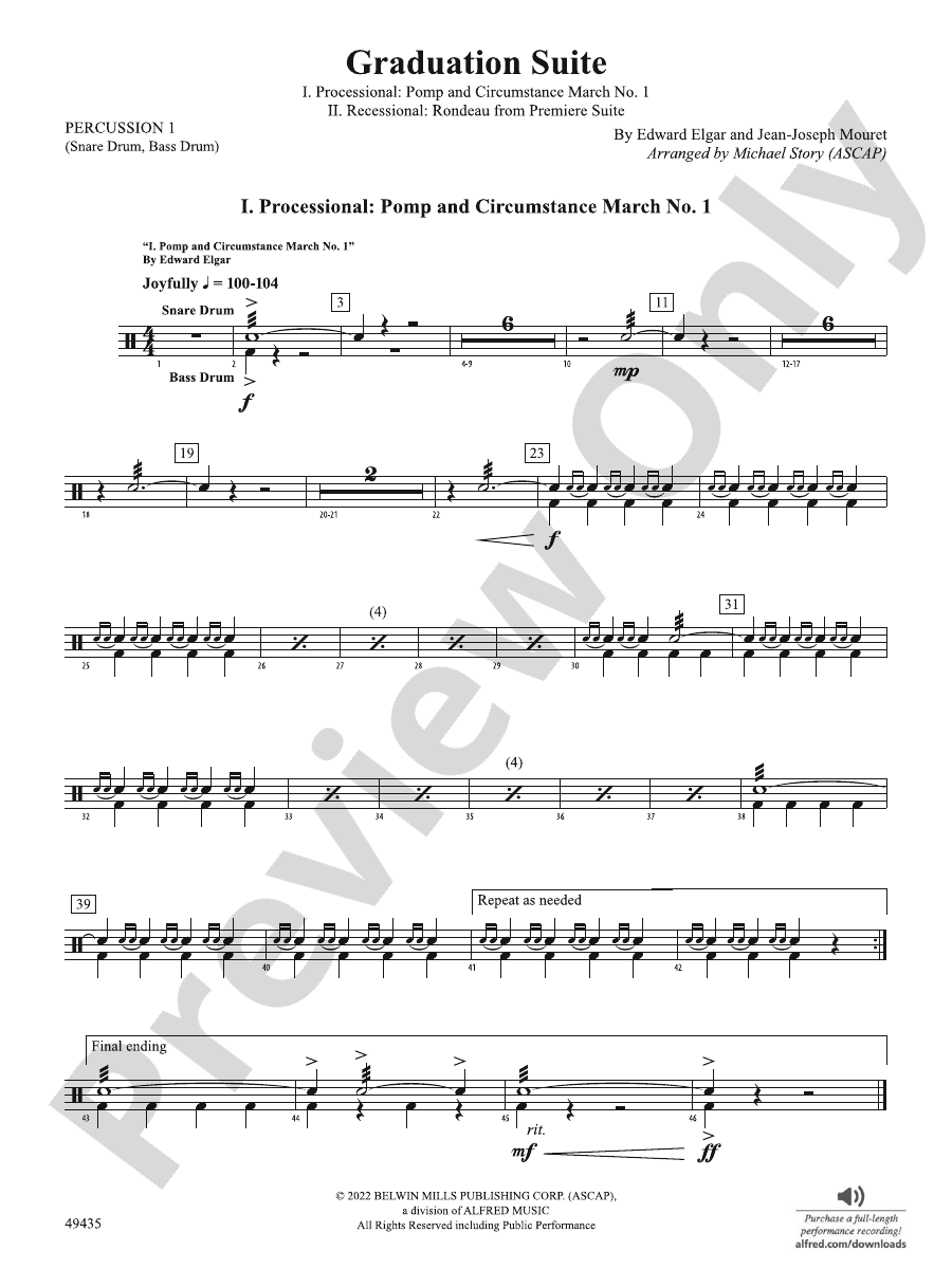 Graduation Suite: 1st Percussion: 1st Percussion Part - Digital Sheet ...