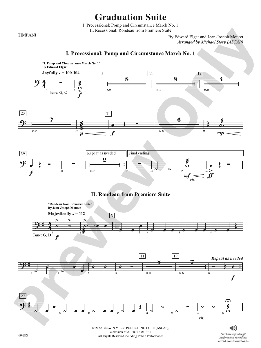Graduation Suite: Timpani: Timpani Part - Digital Sheet Music Download