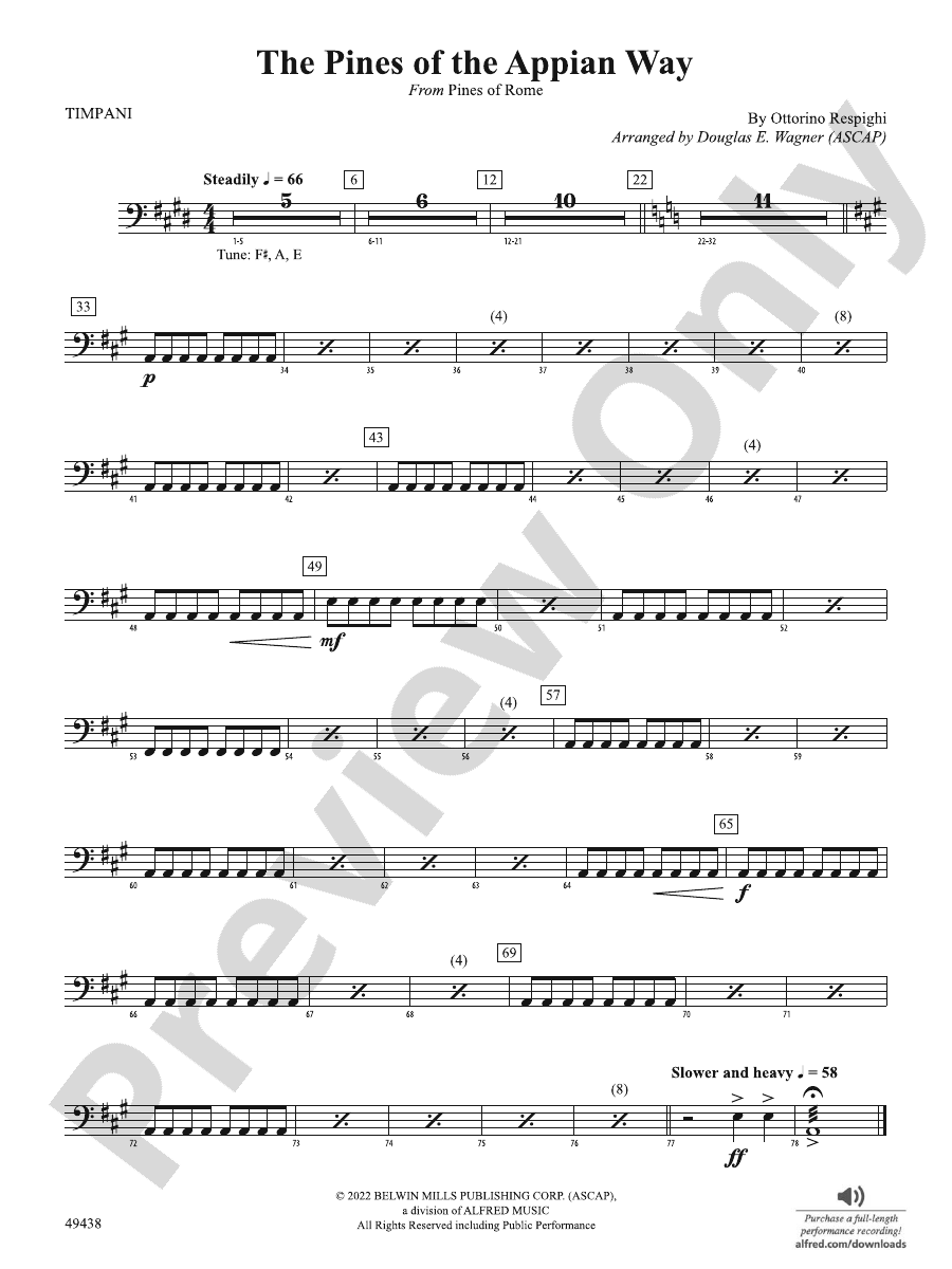 The Pines of the Appian Way: Timpani: Timpani Part - Digital Sheet Music Download