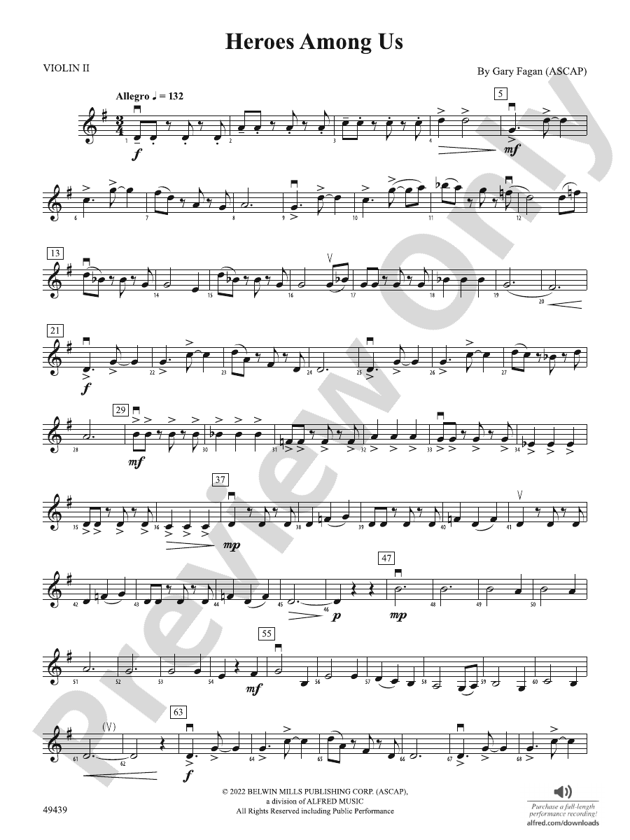 Heroes Among Us: 2nd Violin: 2nd Violin Part - Digital Sheet Music Download