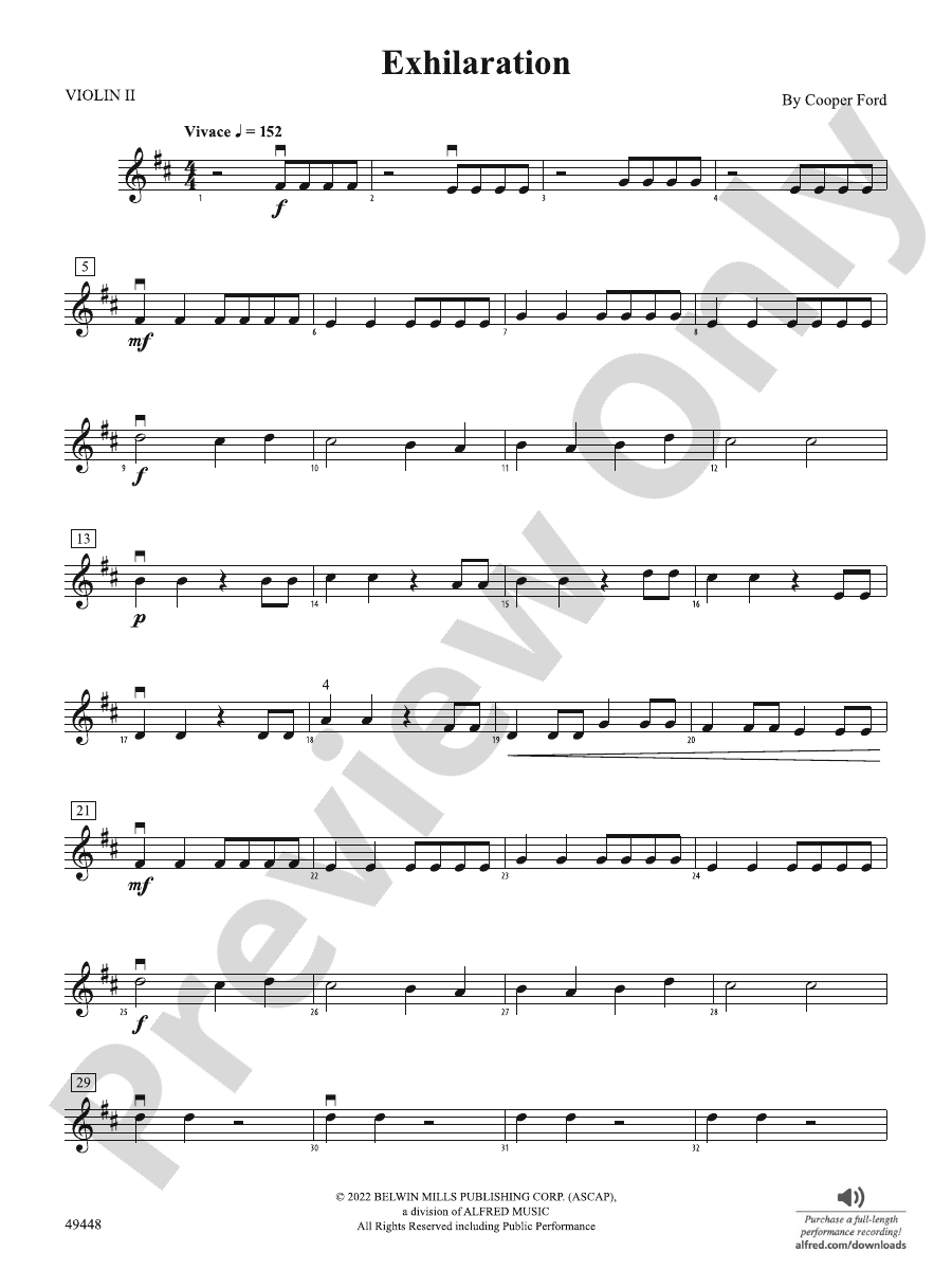 Exhilaration: 2nd Violin: 2nd Violin Part - Digital Sheet Music Download
