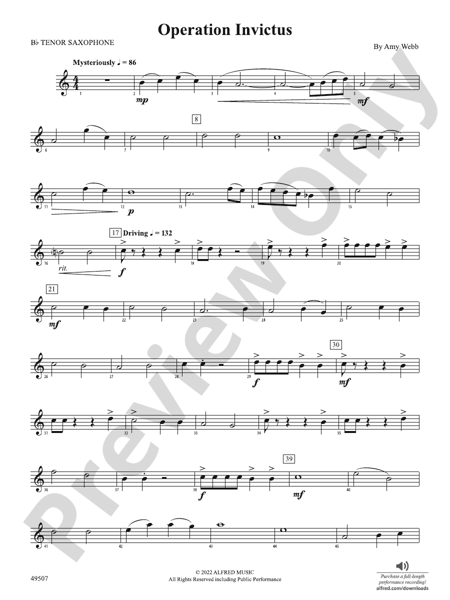 Operation Invictus: B-flat Tenor Saxophone: B-flat Tenor Saxophone Part ...