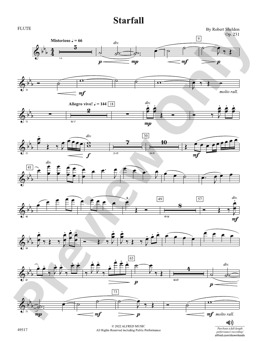 Starfall: Flute: Flute Part - Digital Sheet Music Download