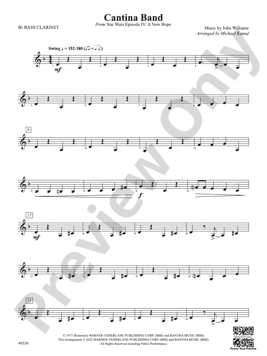 Cantina Band: B-flat Bass Clarinet: B-flat Bass Clarinet Part - Digital Sheet Music Download