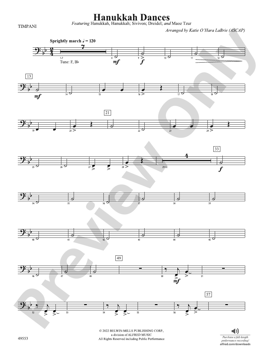 Hanukkah Dances: Timpani: Timpani Part - Digital Sheet Music Download