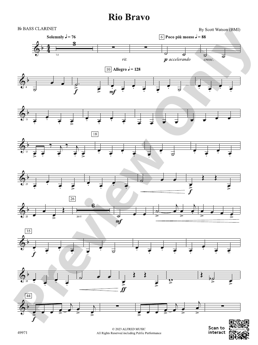 Rio Bravo: B-flat Bass Clarinet: B-flat Bass Clarinet Part - Digital ...