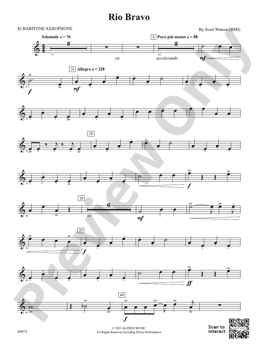 Rio Bravo: E-flat Baritone Saxophone: E-flat Baritone Saxophone Part ...