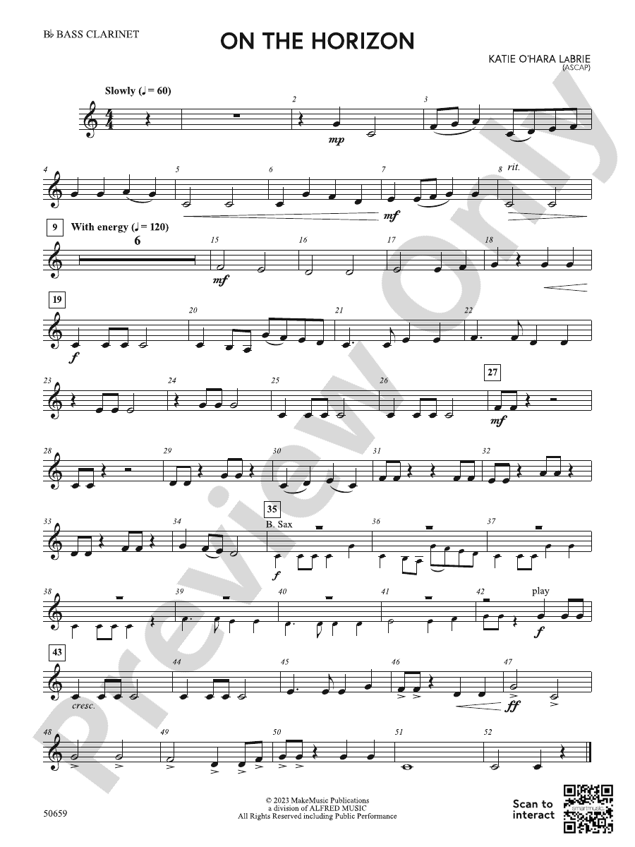 On the Horizon: B-flat Bass Clarinet: B-flat Bass Clarinet Part ...