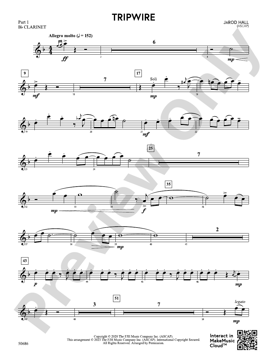 Tripwire: Part 1 - B-flat Clarinet: Part 1 - B-flat Clarinet Part - Digital Sheet Music Download