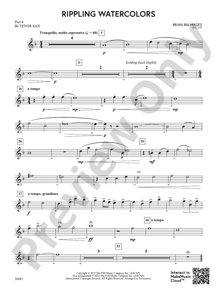 Rippling Watercolors: Part 4 - B-flat Tenor Sax: Part 4 - B-flat Tenor ...