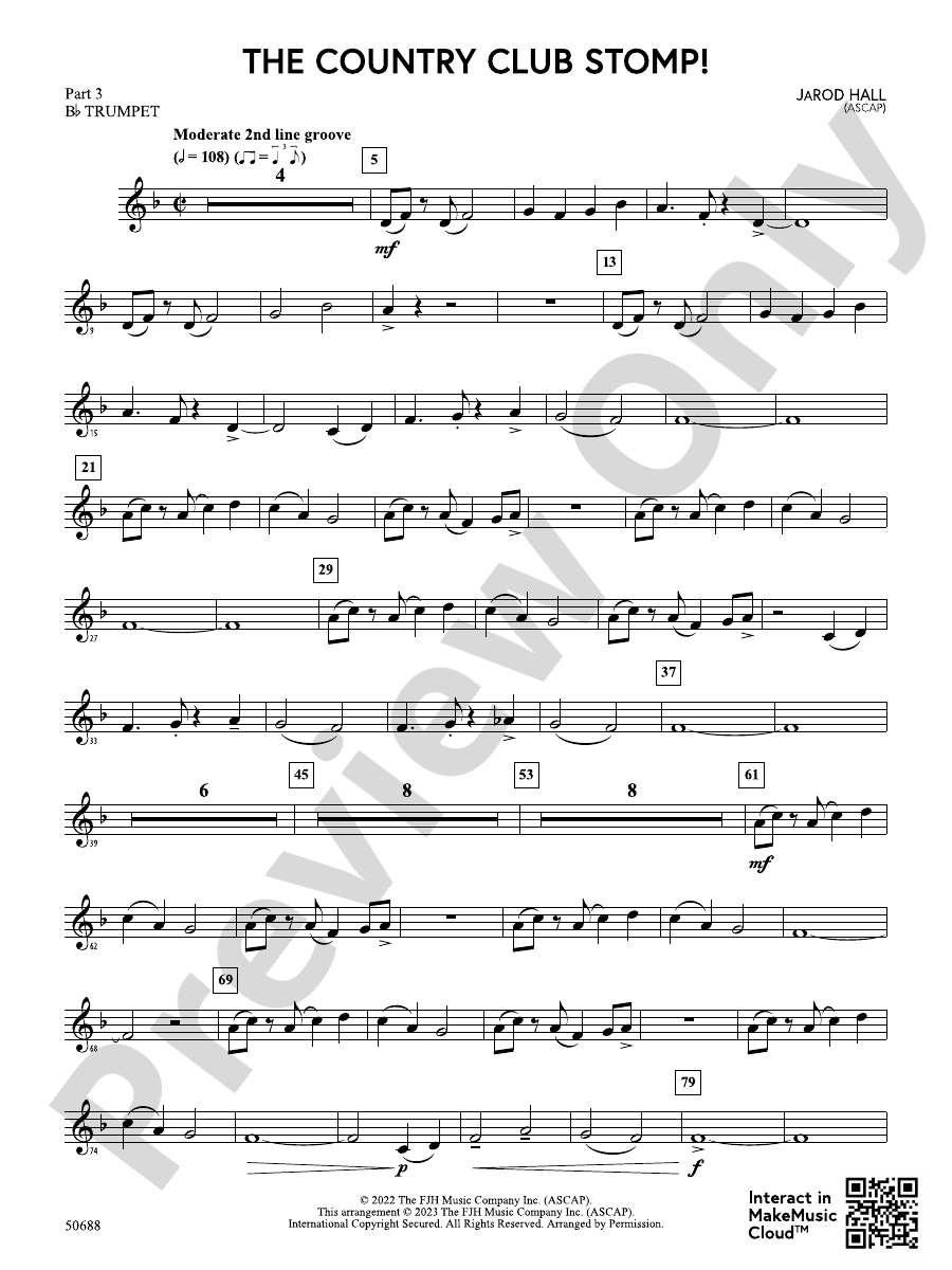 The Country Club Stomp!: Part 3 - B-flat Trumpet: Part 3 - B-flat ...