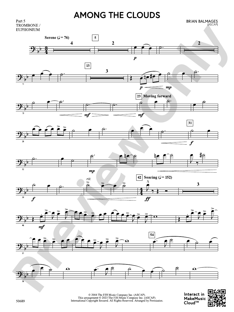 Among the Clouds: Part 5 - Trombone / Euphonium: Part 5 - Trombone / Euphonium Part - Digital ...