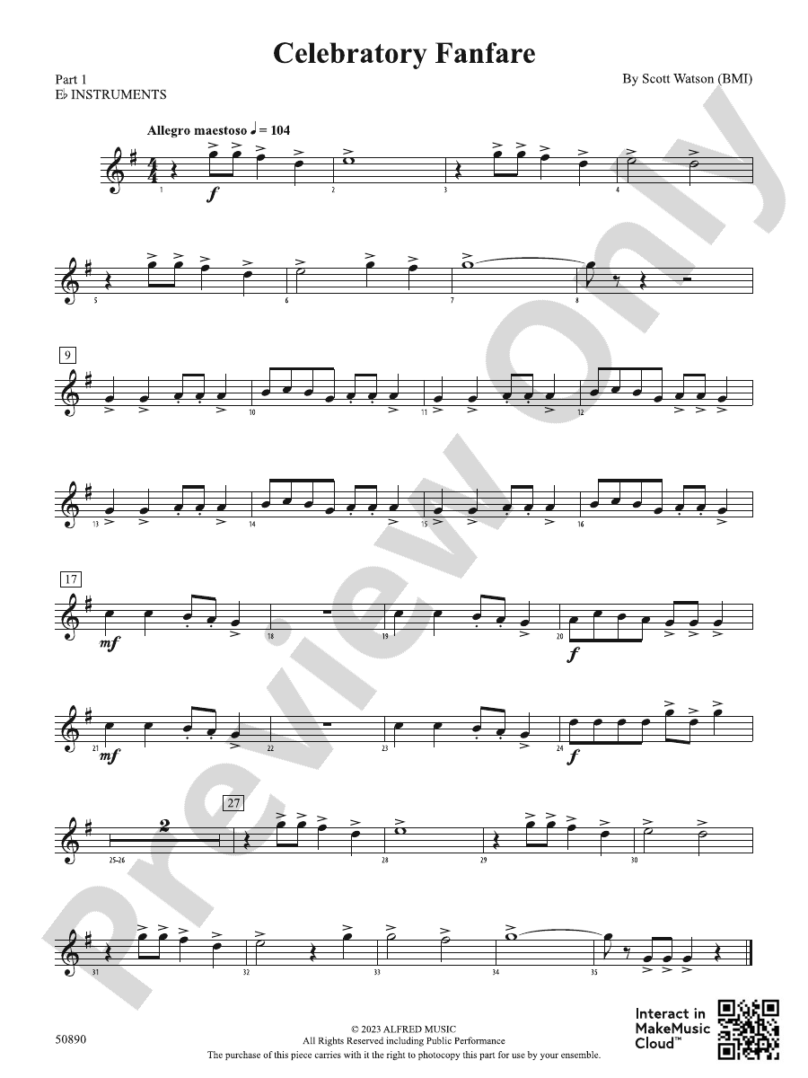 Celebratory Fanfare: Part 1 - E-flat Instruments: Part 1 - E-flat ...