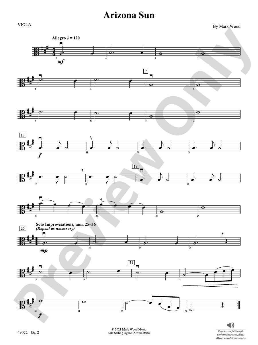 Arizona Sun: Viola - Grade 2: Viola - Grade 2 Part - Digital Sheet ...