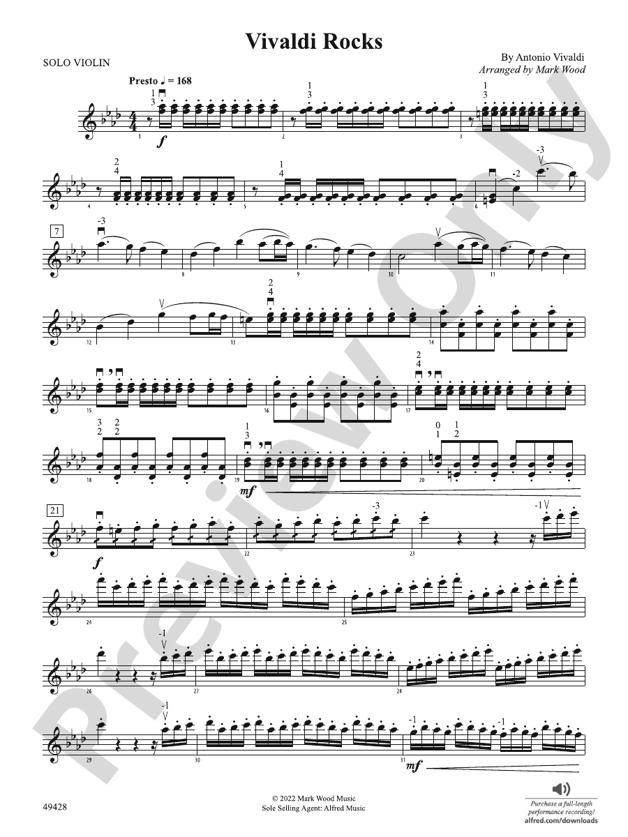Vivaldi Rocks: Solo Violin: Solo Violin Part - Digital Sheet Music Download