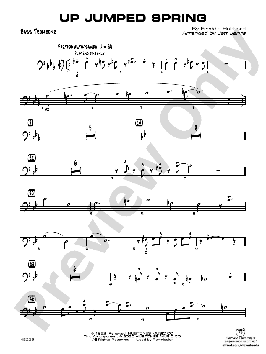Up Jumped Spring: Bass Trombone: Bass Trombone Part - Digital Sheet ...