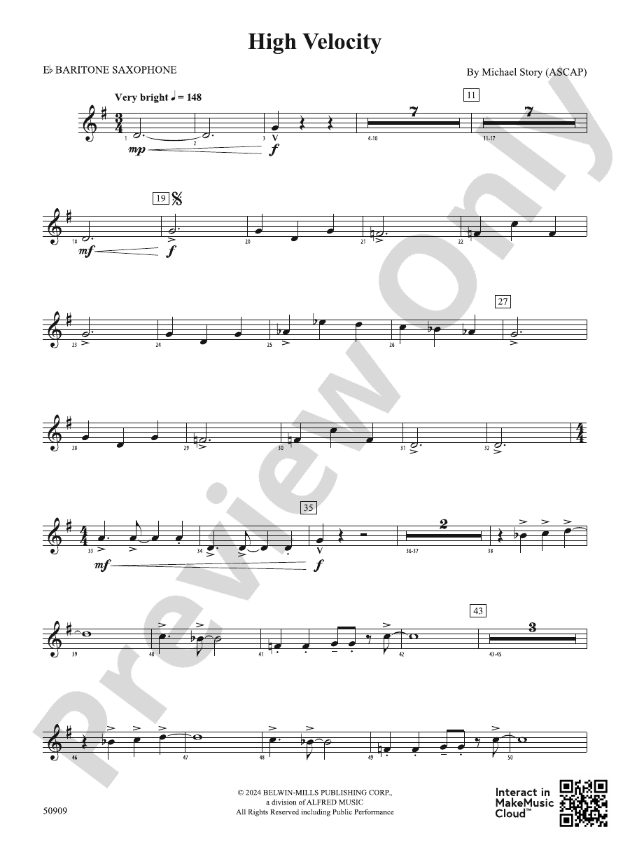 High Velocity: E-flat Baritone Saxophone: E-flat Baritone Saxophone Part - Digital Sheet Music ...