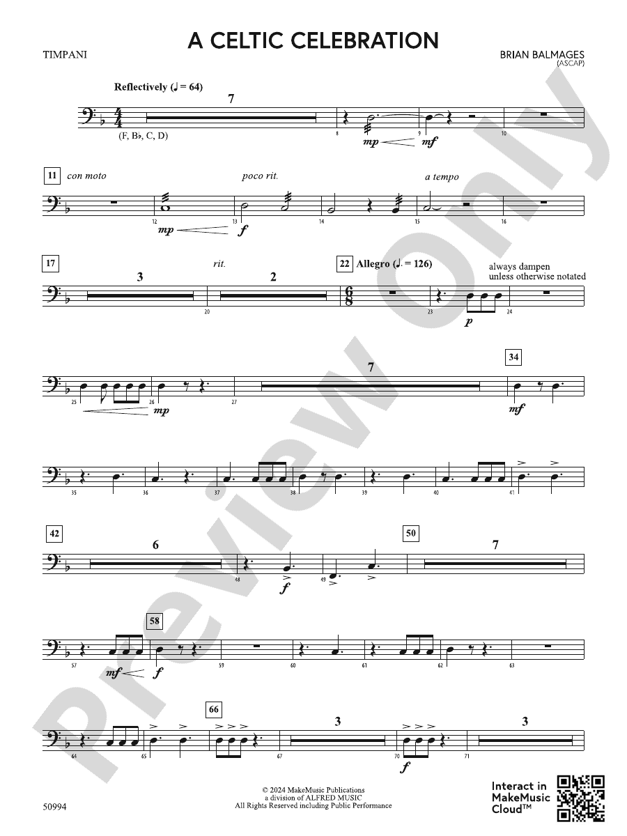 A Celtic Celebration: Timpani: Timpani Part - Digital Sheet Music Download