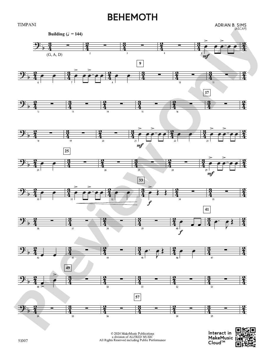 Behemoth: Timpani: Timpani Part - Digital Sheet Music Download