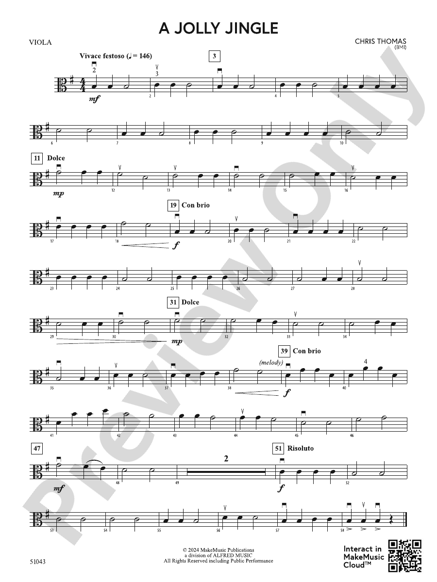 A Jolly Jingle: Viola: Viola Part - Digital Sheet Music Download