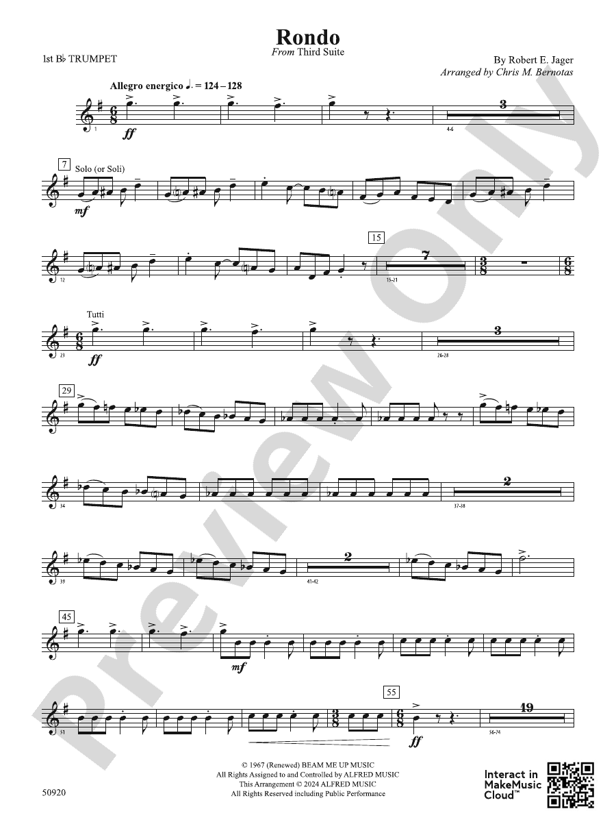 Rondo: 1st B-flat Trumpet: 1st B-flat Trumpet Part - Digital Sheet ...