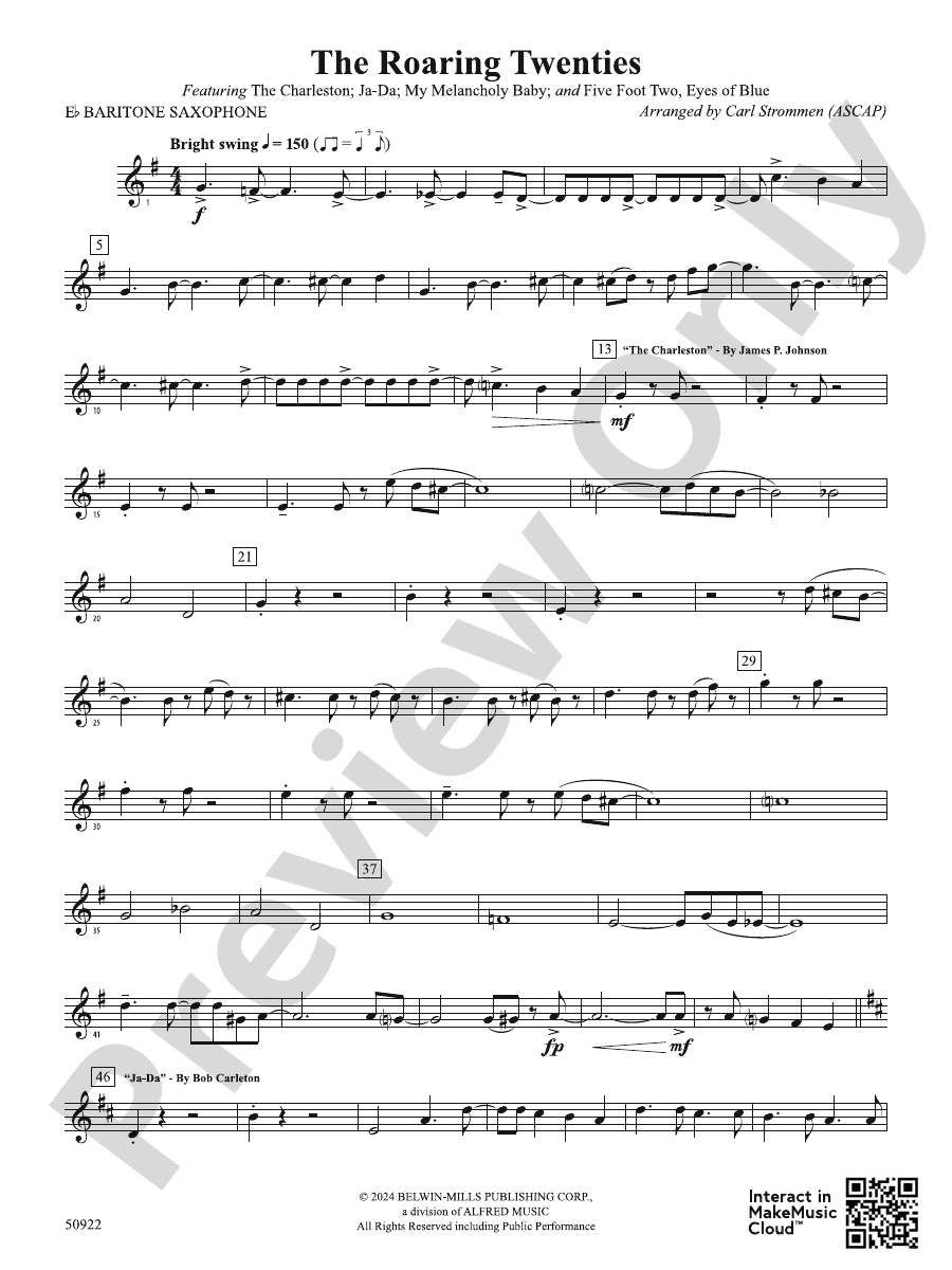 The Roaring Twenties: E-flat Baritone Saxophone: E-flat Baritone Saxophone Part - Digital Sheet ...