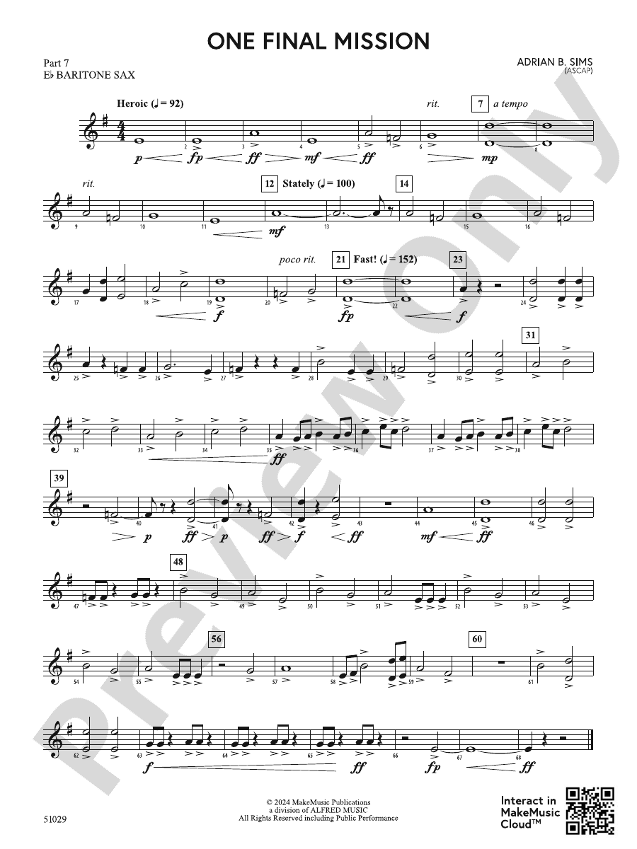 One Final Mission: Part 7 - E-flat Baritone Sax: Part 7 - E-flat Baritone Sax Part - Digital ...