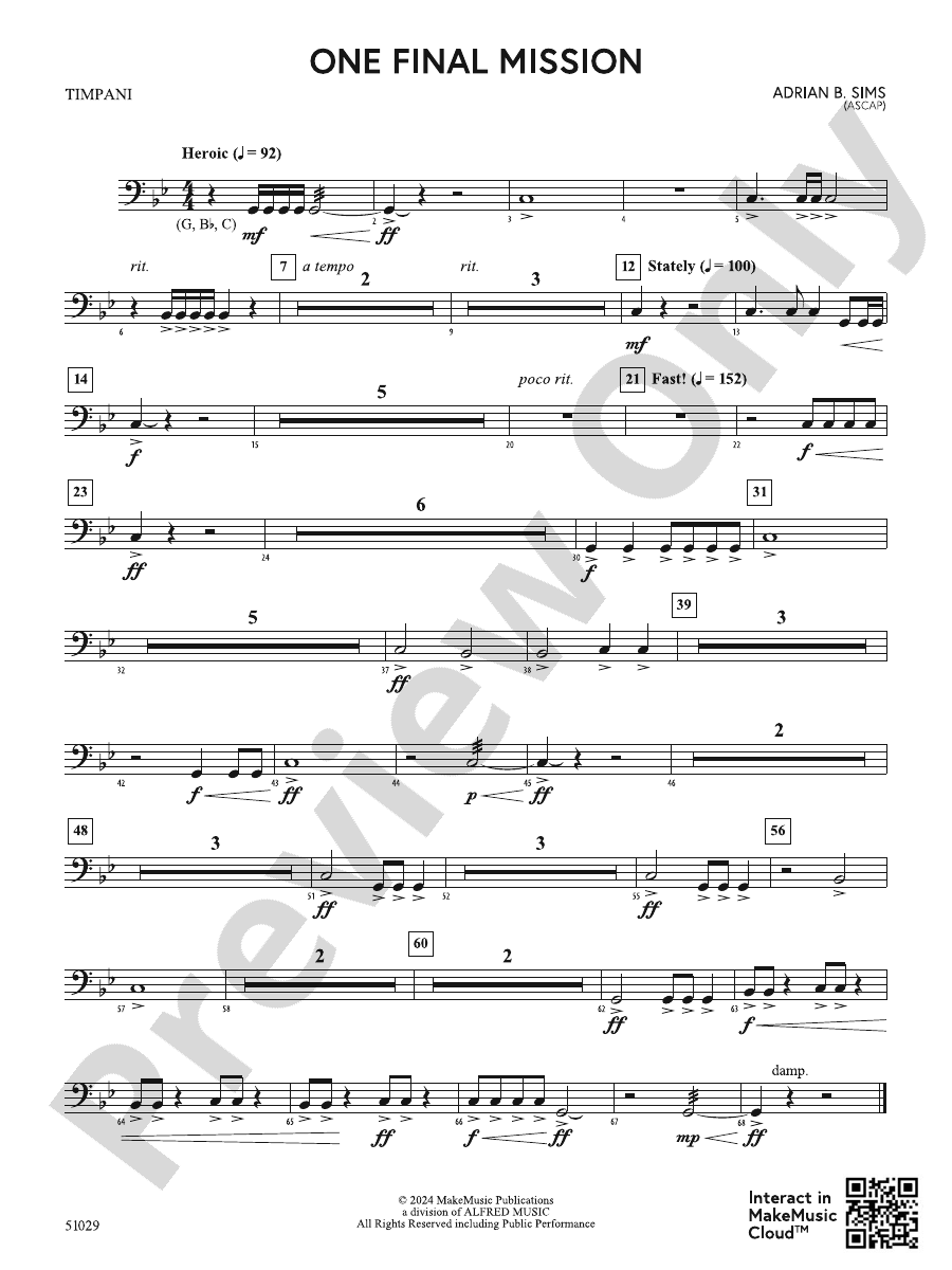 One Final Mission: Timpani: Timpani Part - Digital Sheet Music Download