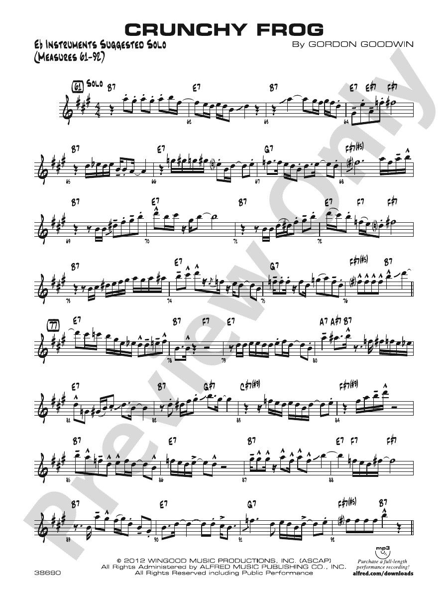 Crunchy Frog: Optional Solo Eb: Optional Solo Eb Part - Digital Sheet ...