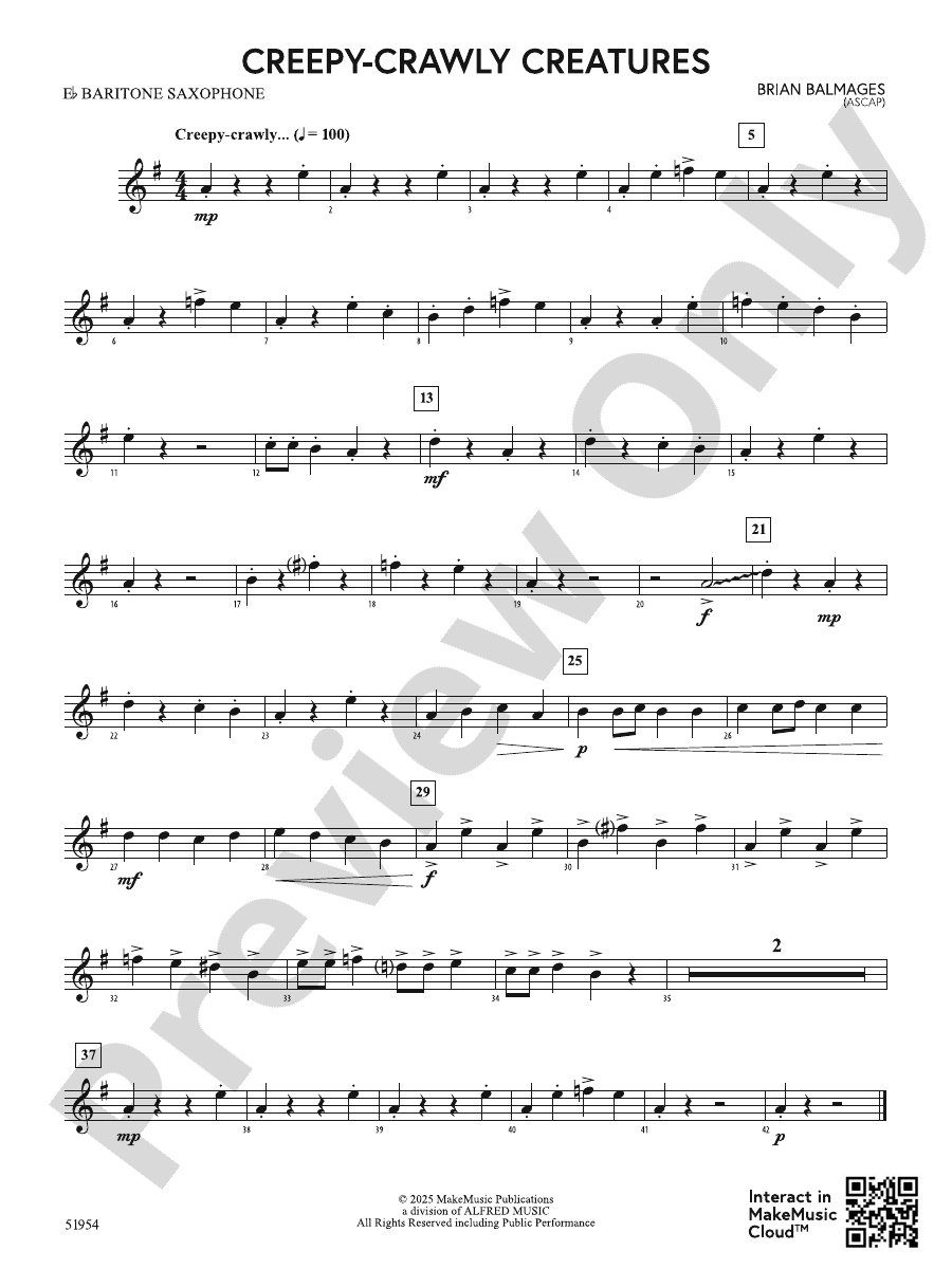 Creepy-Crawly Creatures: E-flat Baritone Saxophone: E-flat Baritone ...