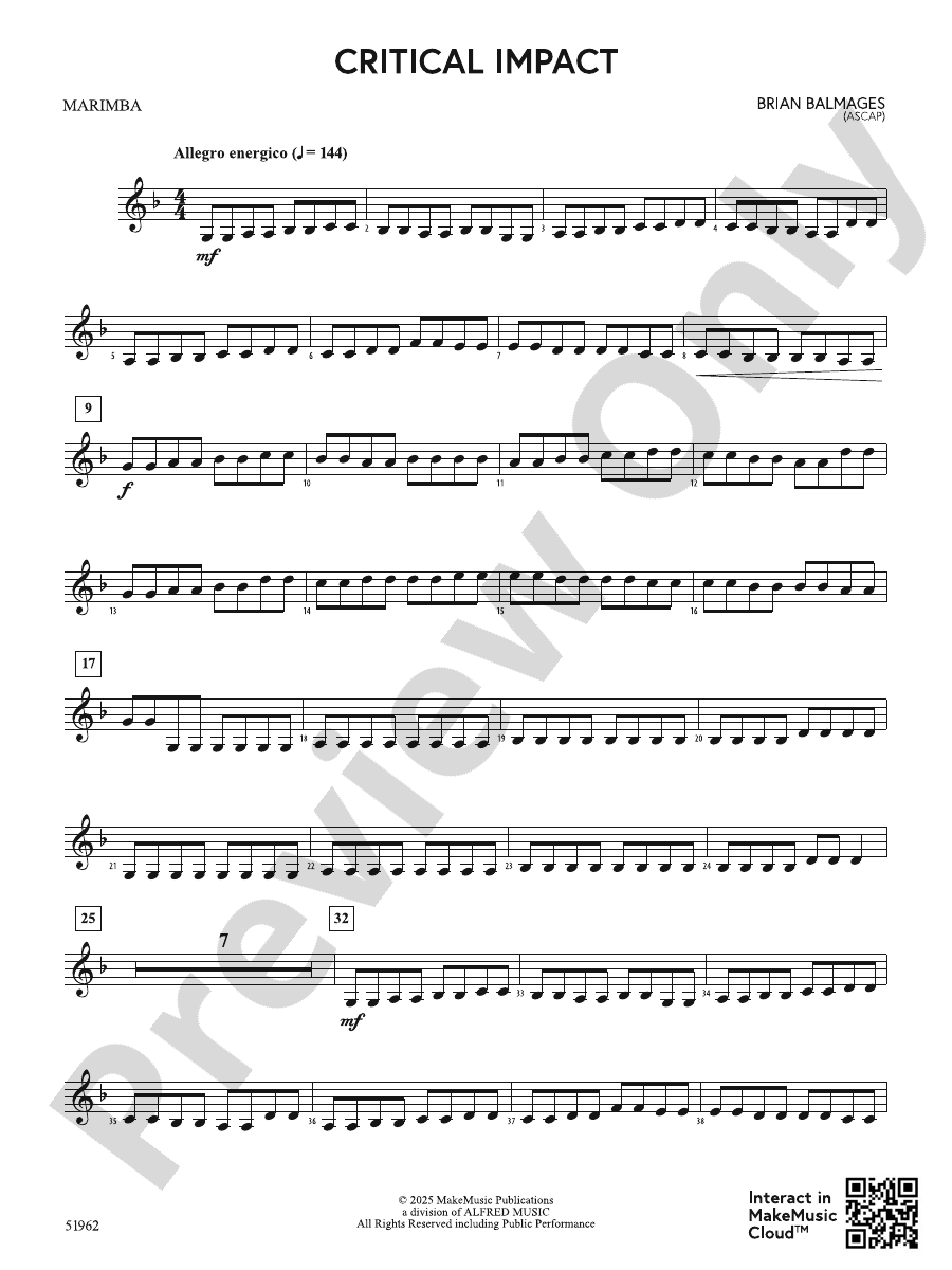 Critical Impact: Marimba: Marimba Part - Digital Sheet Music Download