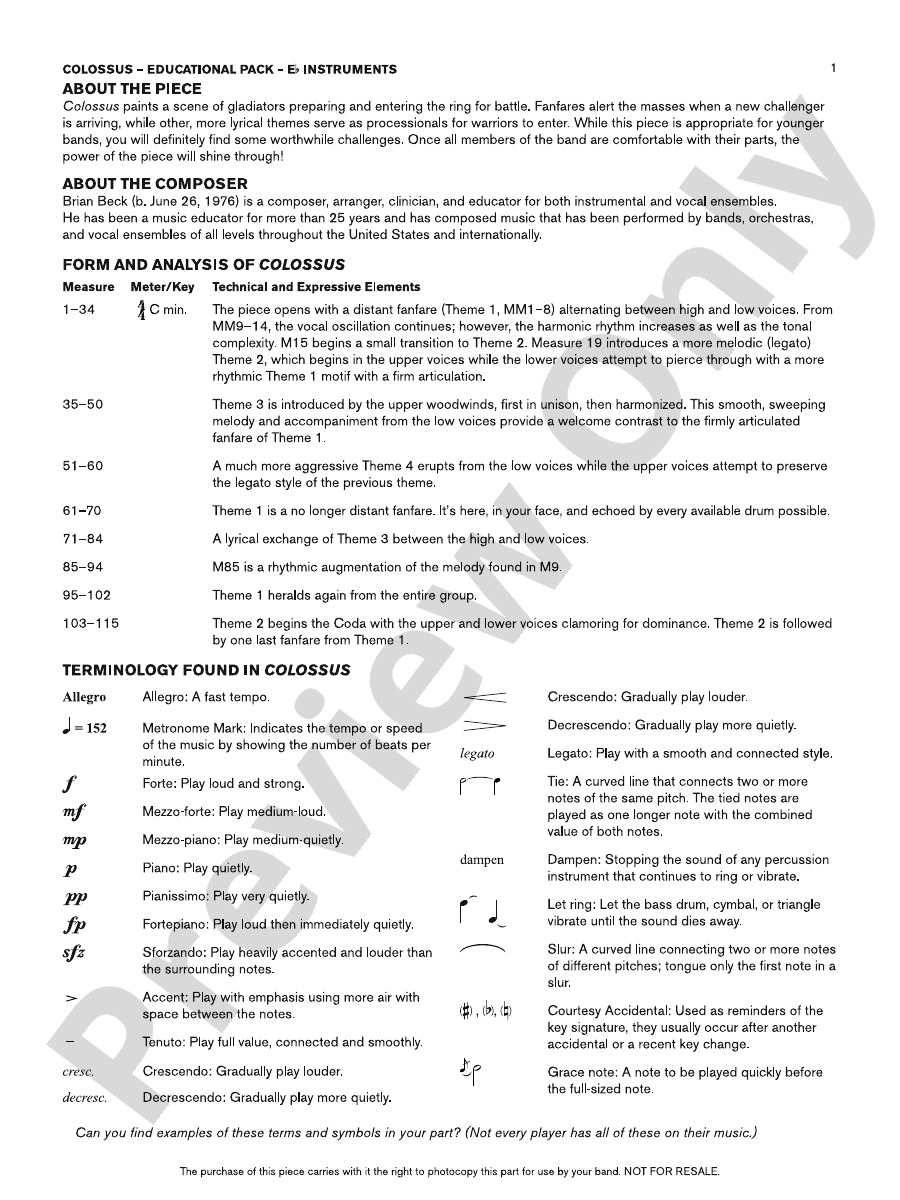 Colossus: Eb Educational Pack: Eb Educational Pack Part - Digital Sheet ...