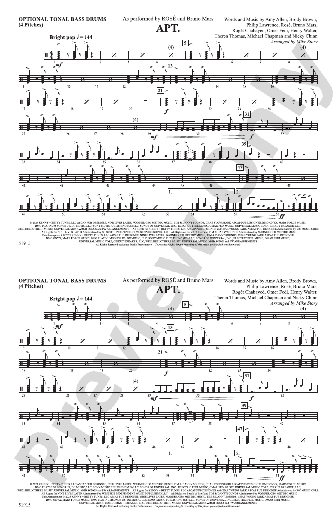 APT.: Tonal Bass Drum: Tonal Bass Drum Part - Digital Sheet Music Download
