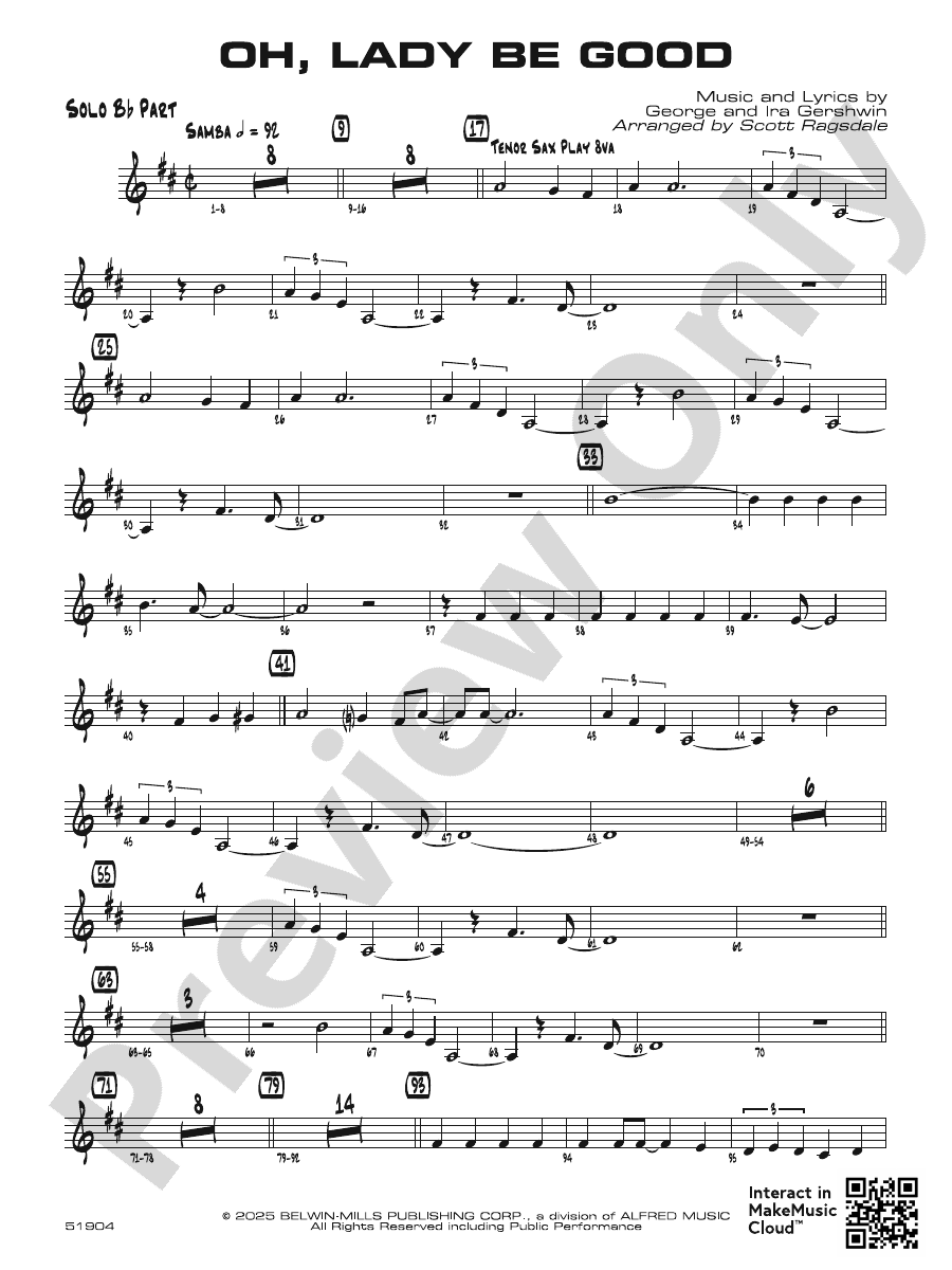 Oh, Lady Be Good: Optional Solo Bb: Optional Solo Bb Part - Digital ...