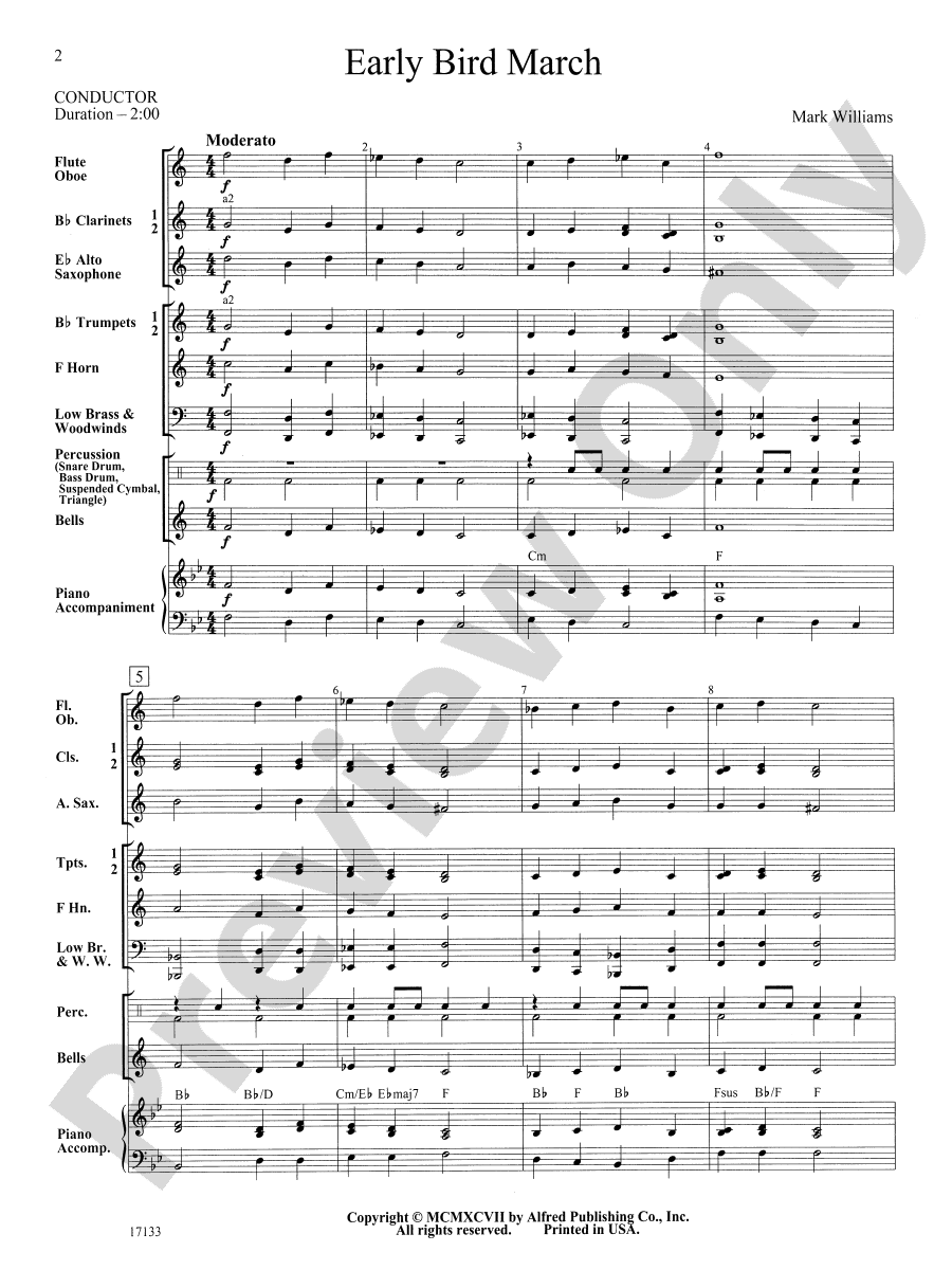 Early Bird March: Concert Band Conductor Score & Parts: Mark Williams ...